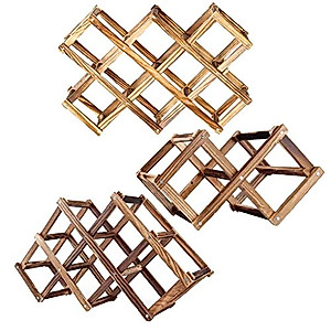 LHDD Wine Racks Bottle Cabinet Stand Wooden Countertop Wine Bottle Holder Foldable for Home Kitchen Bar Cabinets 3 Bottles Wine Rack Holders