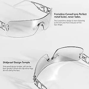 SENMARIES Rimless Y2k Sunglasses For Women Men Rectangle Vintage glasses Fashion Flame Metal Sunglass Frameless Retro Eyewear