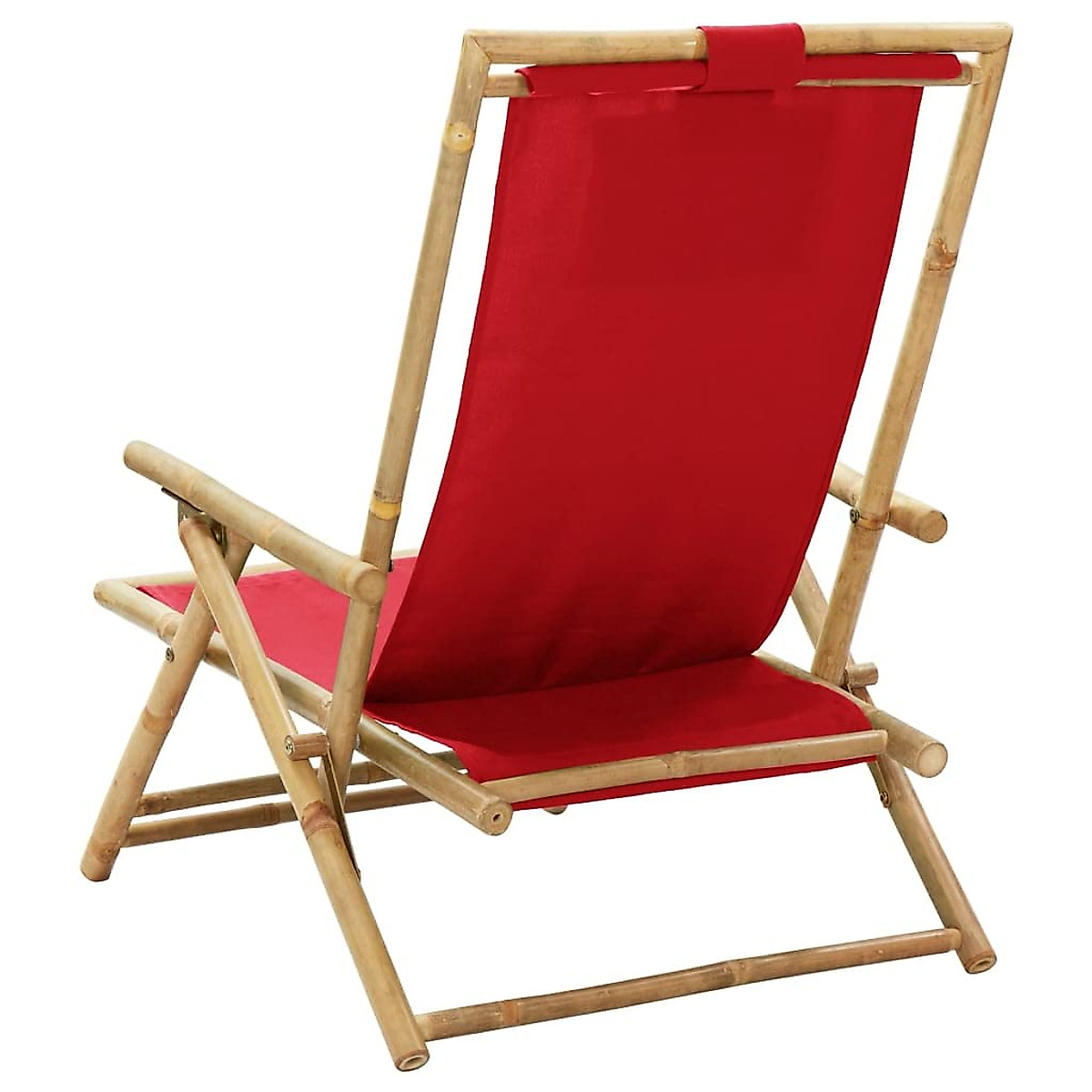 Reclining Relaxing Chair Red Bamboo and Fabric Make Your Patio Shine Essential Outdoor Seating Solution