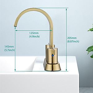 Aolemi Bathroom Faucets for Sink 3 Hole,4 Inch Centerset Waterfall Faucet Bathroom Sink Faucet,2 Handle Faucet for Bathroom Sink,with Pop-Up Drain and Supply Lines,Brushed Gold