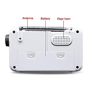 Shower Radio Speaker, Portable LCD Display Stereo Radio with AM/FM Radio/RDS System Long Playback Time Radio with Preset 20 Radio Stations for Bathroom, Hot Tub, Outdoor(White)
