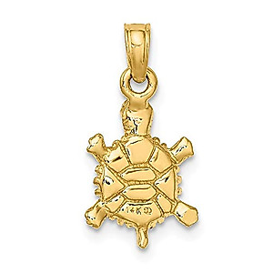 Solid 14k Yellow Gold 3-D Land Turtle Charm Pendant - 12mm x 9mm
