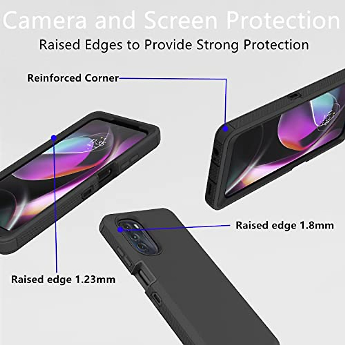 for Motorola Moto G 5G 2022 Case (Not Fit Stylus Version), Heavy Duty Protective Case Dustproof Shockproof Protection 3 in 1 Rugged Phone Cover for Moto G 5G 2022 (Black)