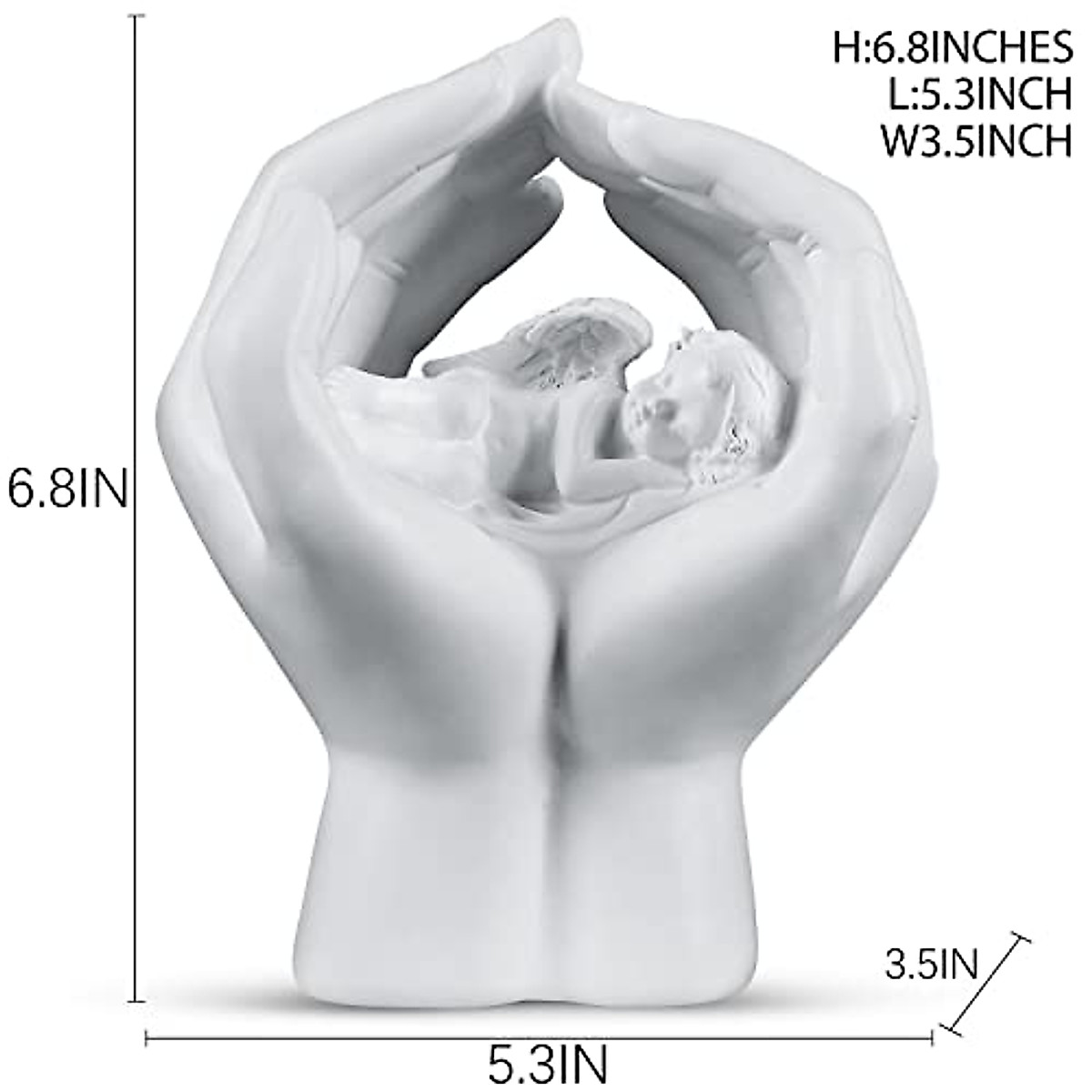 JUNIQUTE Sleeping Resting Angel in God's Hand with Colorful Light Fairy Garden Deco Cupid Statue Home Deco Cherub Statue Baby Sculpture Figurine Memorial