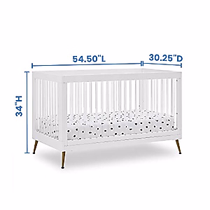 Delta Children Sloane 4-in-1 Acrylic Convertible Crib - Includes Conversion Rails, Bianca White w/Melted Bronze