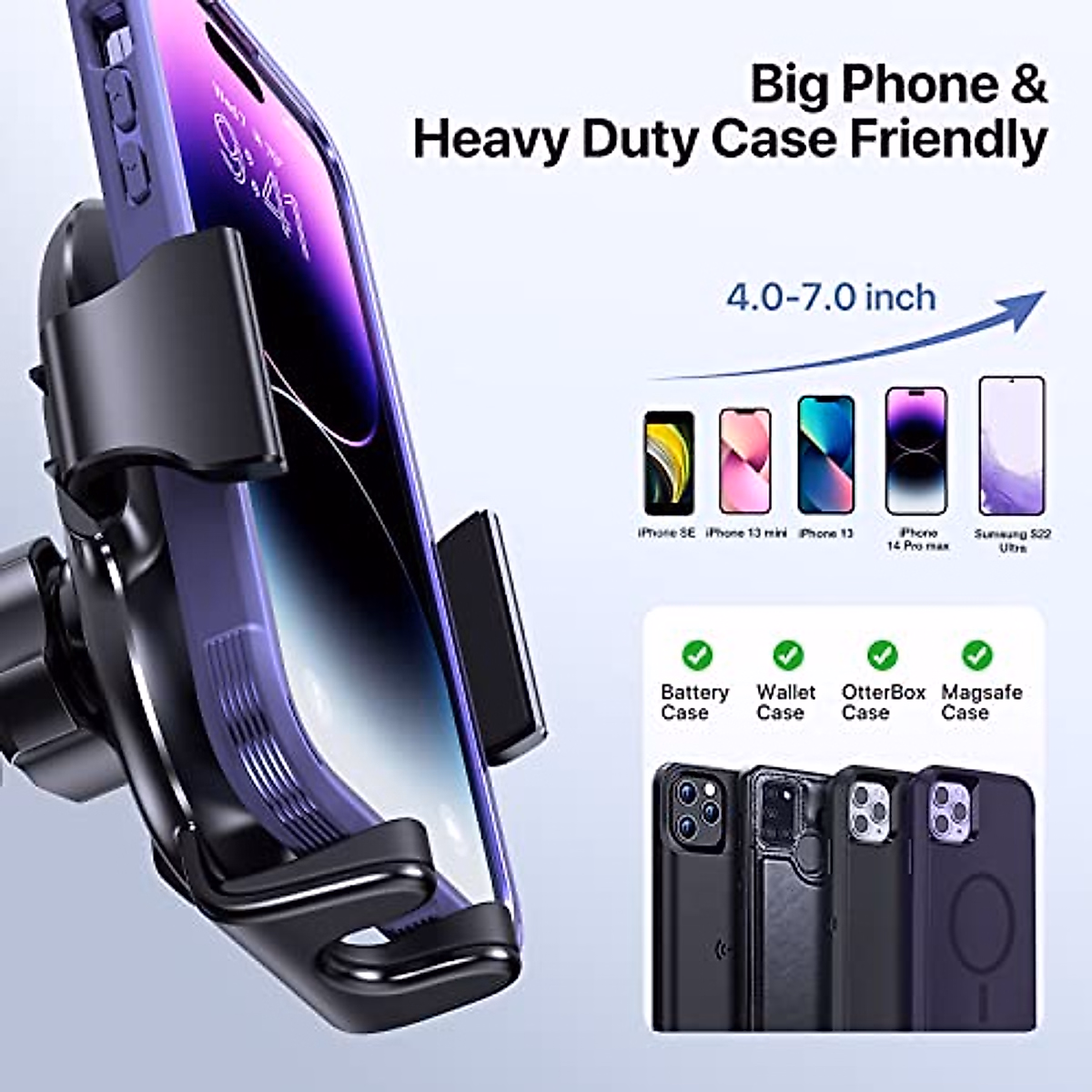 Miracase 4-in-1 Cell Phone Holder for Car, Universal Car Phone Holder Mount for Dashboard Air Vent Windshield Compatible with iPhone 14 Series/iPhone 13 Series/iPhone 12/Samsung and All Phones