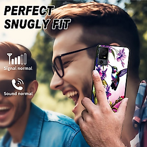 RYUITHDJP for TCL 40XL Case Hummingbirds Girl Theme with Screen Protector Detachable Stand Phone Case for TCL 40 XL Case Soft TPU Stylish Protective Cover