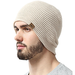 Tough Headwear Beanies for Men & Women - Knit Beanie, Warm & Soft Ribbed Beanie, Daily Knit Hat, Women & Mens Toboggan Hat for Cold Weather Beige