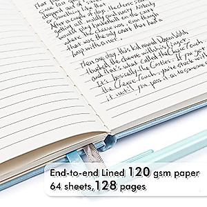 12 Pack Notebooks Journals Bulk with 12 Black Pens, Feela A5 Hardcover Notebook Classic Ruled Journal Set with Pen Holder for School Business Work Travel Writing, 120 GSM, 5.1”x8.3”, Light Blue
