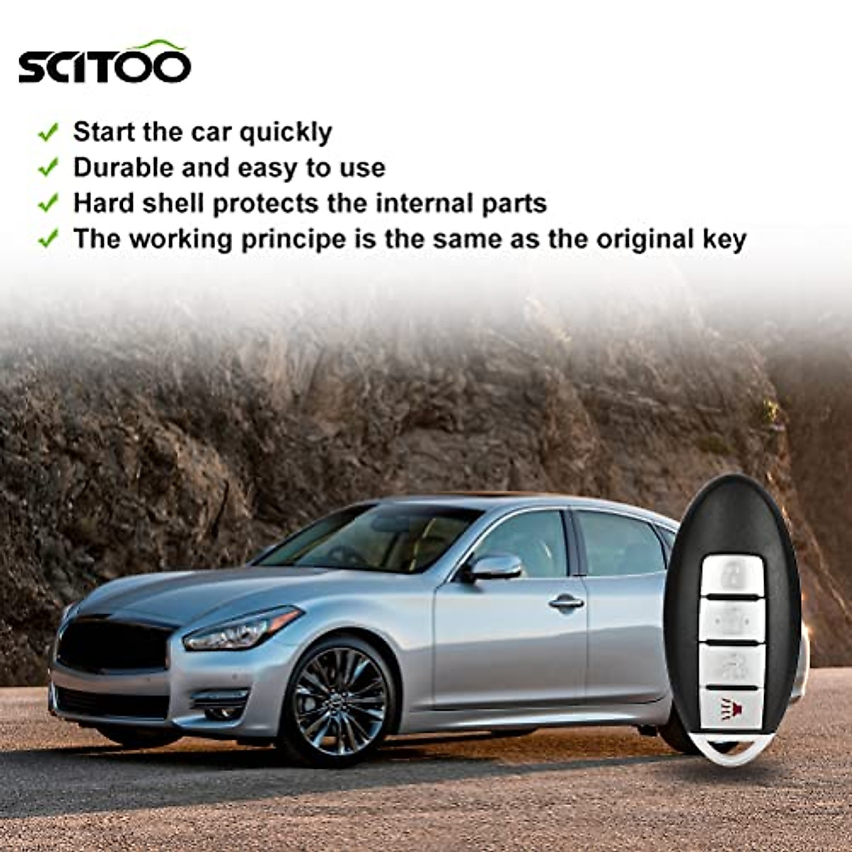 SCITOO 1pc Keyless Entry Remote Key Fob SHELL CASE Replacement for Infiniti G25 G37 Q40 FX35 for Nissan Altima Maxima Murano FCC KR55WK48903 KR55WK49622 4 Buttons Uncut Car Key