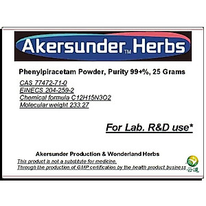Akersunder - Phenylpiracetam Powder, Purity 99.9+%, 25 Grams. Include 100mg Scoop