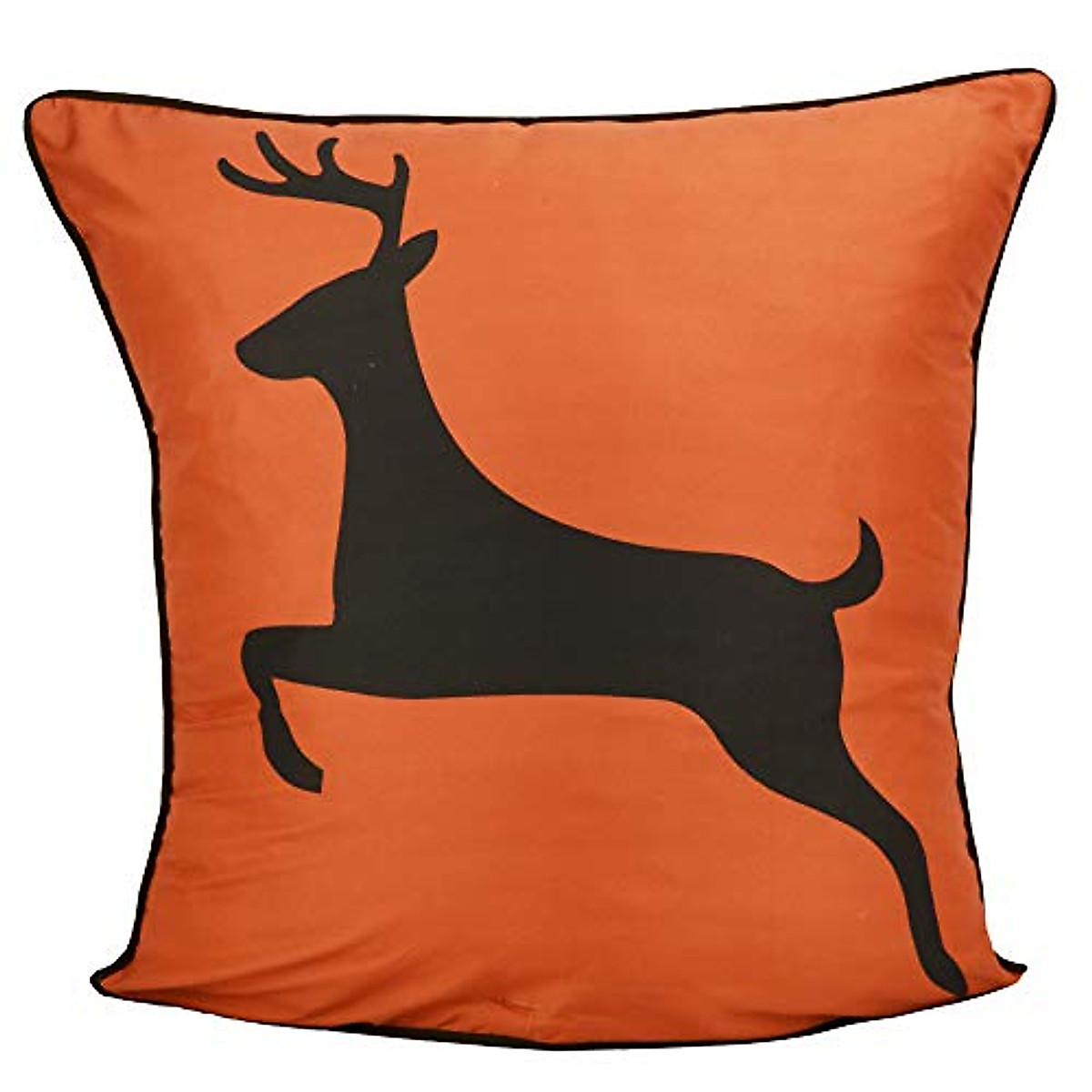 Donna Sharp Throw Pillow - Green Forest Lodge Decorative Throw Pillow with Orange Deer Pattern - Square