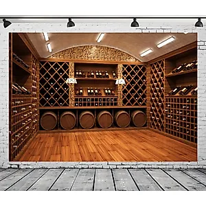 BELECO 10x8ft Fabric Wine Cellar Backdrop Luxurious Wine Vault Winery Backdrops Wine Cabinet Bottles Barrels Background Wine Theme Party Decorations Banner Wallpaper Men Women Adults Photo Props