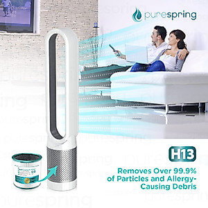 2-Pack PureSpring True HEPA H13 Replacement Filter Compatible with Dyson Pure Cool Link Models TP01, TP02, TP03, BP01 Part# 968126-03, 305158-01 - Premium Quality, Blocks Over 99.9% of Contaminants