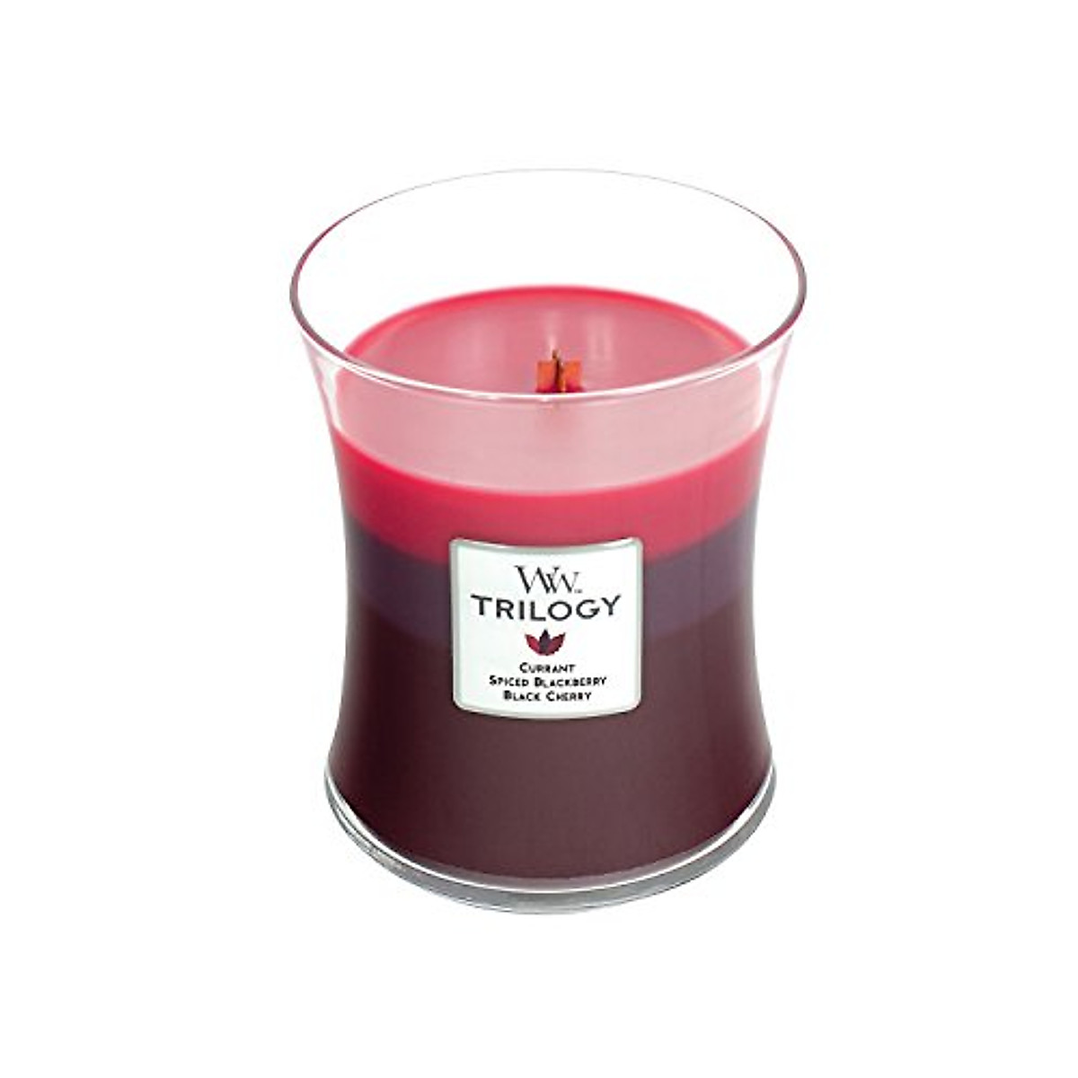 WoodWick Trilogy Sun RIPENED Berries, 3-in-1 Highly Scented Candle, Classic Hourglass Jar, Medium 4-inch, 9.7 oz