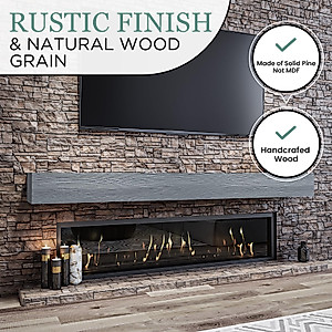 THLYNSAM Fireplace Mantel 72 inches Floating Shelf with Rustic Finish Wood Wall Shelf with Invisible Heavy Duty Bracket for Living Room Décor, 72L x 6H x 8D, Brown