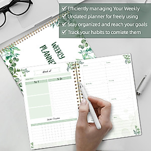 Daily Planner Hourly Schedules Appointment Planner Undated with To-Do List,Meals,Notes 10"X7.3",Flexible Cover ,Twin-Wire Binding