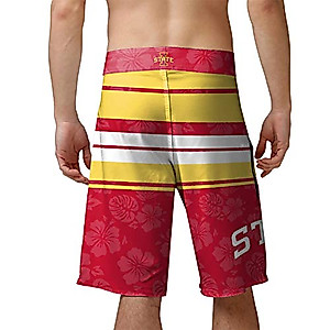 FOCO Iowa State Cyclones NCAA Mens Hibiscus Boardwalk Stripe Boardshorts - L