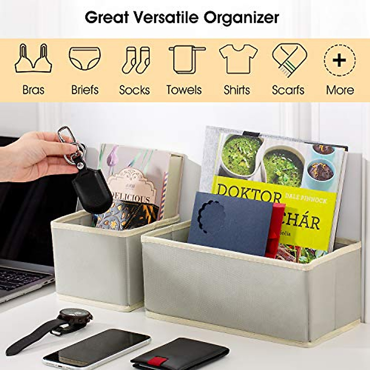 Kootek 16 Pack Drawer Organizers for Clothing and 4 Pack Refrigerator Organizer Bins