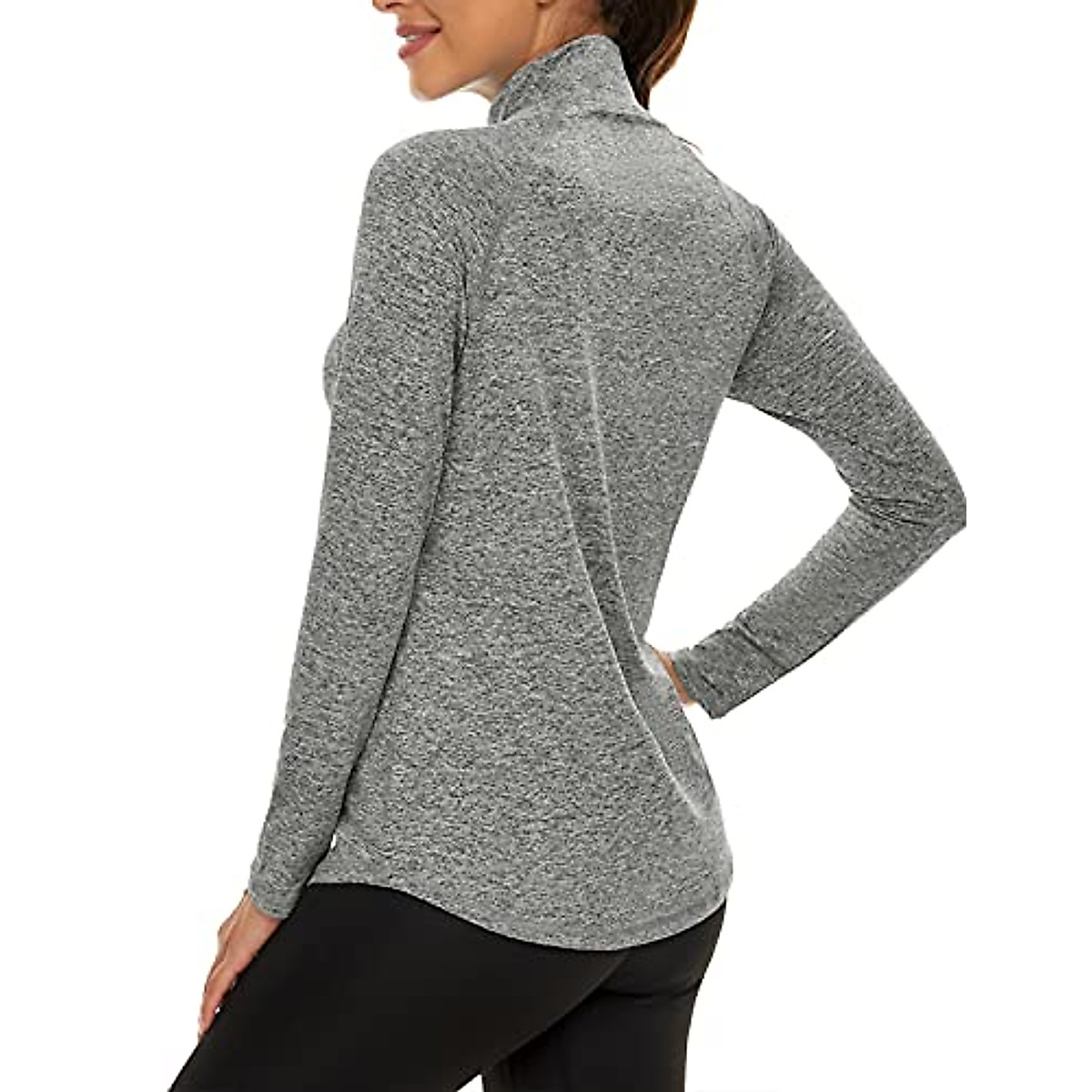 LURANEE Long Sleeve T Shirts for Women, Fall Loose Fit Outdoor Tunic Tops Quick Dry Fit Running Hiking Sports Jackets Lightweight Quarter Zip Pullover Cooling Yoga Workout Clothes Grey M