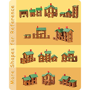 SainSmart Jr. 665 PCS Wooden Log Cabin Set Building House Toy for Toddlers, Classical STEM Construction Kit Compatible with Lincoln Logs for 3+ Kids