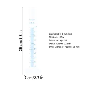 Baluue 100ml Plastic Graduated Cylinder, Transparent Measuring Cylinder with Precisely Blue Tick Marks Scientific Measuring Cylinder with Extra Stable Base for Laboratory Science Projects