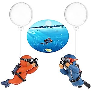 cobee Diver Aquarium Decorations, 2PCS Floating Fish Tank Decor Aquarium Diver with Floating Device Diver Figurines Cartoon Aquarium Ornament Fish Playmate Fish Tank Accessories