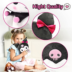 Kawaii Anime Plush Doll 10", Cartoon Stuffed Animal Figure Pillow Toy,Super Cute Plushies Gift for Girls Teens Fans Birthday Decoration (Black Kuro)