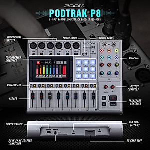 Zoom PodTrak P8 Portable Multitrack Recorder Perfect for Podcasting, Twitching and More in Premium Accessories Bundle with x4 Stereo Headphones, x4 Microphones, Batteries Cleaning Kit & More