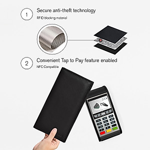 Leather Checkbook Cover for Men & Women - Duplicate Checks - RFID Blocking - Slim Wallet with 5 Card Holder Slots - Personal & Business Checks - Standard Register - Accessory Gifts for Him, Her