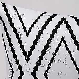 Hckot Outdoor Waterproof Boho Throw Pillow Covers for Patio Furniture Set of 2 Geometric Decorative Pillow Cases for Couch Garden Tent Balcony 18 X 18 Inch(White)