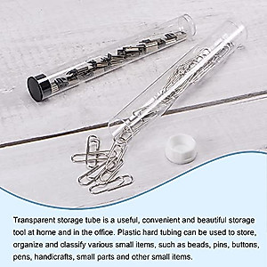 MECCANIXITY Clear Storage Tube 0.6"x5"(15mmx124mm) Lightweight for Bead Containers, Craft, DIY with White Caps 4 Pack