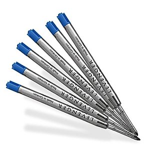 Levenger 6 Ballpoint Refills, Blue Fine (PR1340 BL F)