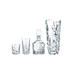 Nachtmann Sculpture 12oz Whiskey Tumbler (Set of 4) - Heavy Base Crystal Glass for Scotch, Bourbon, Cocktails, Liquor, Elegant & Durable Barware, Dishwasher Safe - Modern Glassware Set