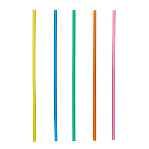 600-Pack Colorful Individually Wrapped Plastic Drinking Straws, Extra Long, Bulk, Disposable Party Supplies, 5 Colors (10.2 in)