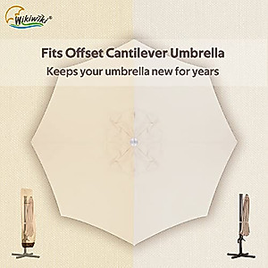 wikiwiki 82.7'' Patio Umbrella Cover Oxford Fabric, for 10FT Outdoor Offset Hanging & 9FT 3 Tier Market Umbrellas, Fade Resistant & Waterproof Fabric with Adjustable Drawstring & Storage Bag (Beige)