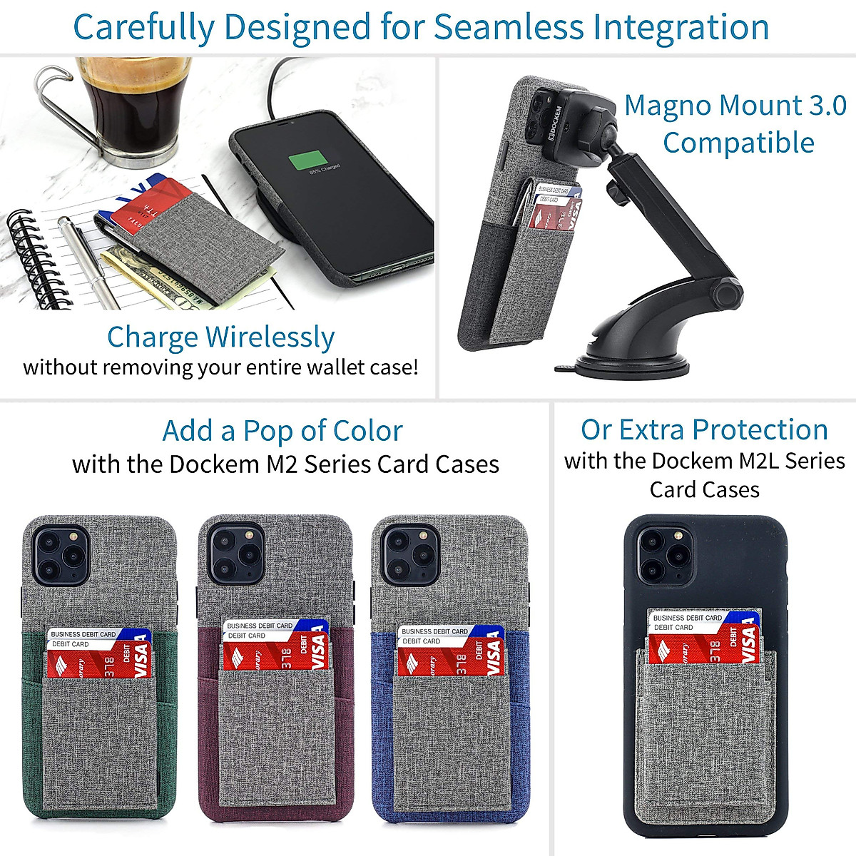 Dockem The Latcher Minimalist Wallet & Card Case Companion (Synthetic Canvas Leather)