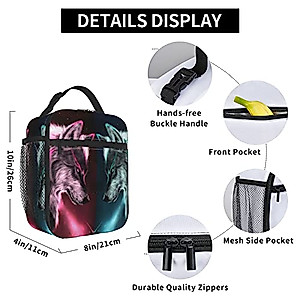 3D Two Wolf Lunch Box Insulated Food Container Meal Bag Lunch Bag For Teen Boys Girls Men Women School Work Travel Picnic