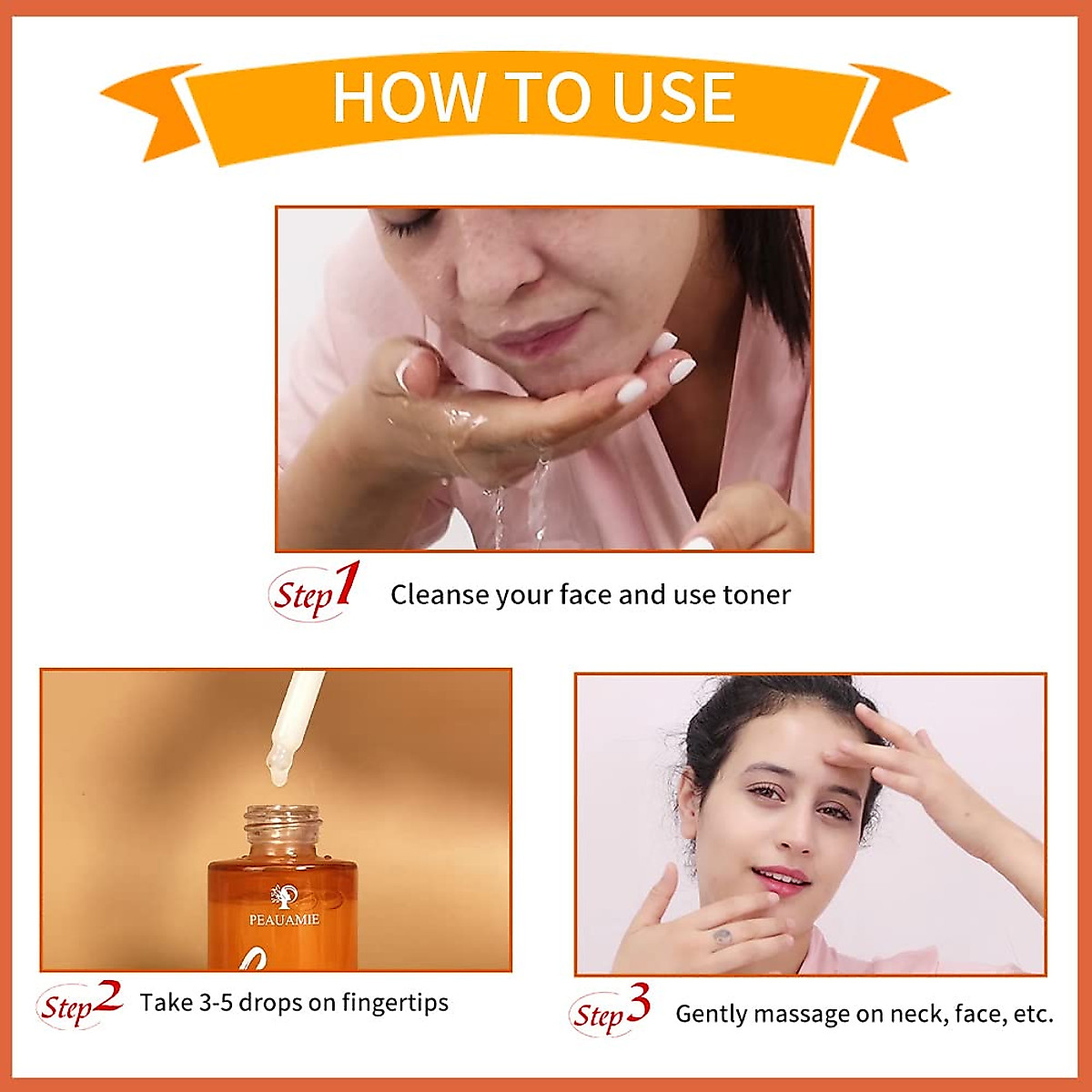 Peauamie Vitamin C Serum for Face Anti Aging with 2% Hyaluronic Acid and 1% Retinol Ferulic Acid,Moisturizer for Fine Lines and Wrinkles 1 fl oz