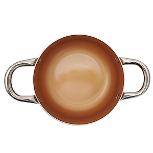 Nonstick Copper Ceramic Dutch Oven Stew Soup Pot Braiser with Stainless Steel Handles & Vented Glass Lid (6.5 Qt)