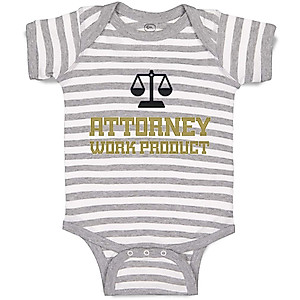 Custom Personalized Baby Bodysuit Attorney Work Product Style C Funny Humor Funny Cotton Boy & Girl Striped Baby Clothes Stripes Gray White Design Only 6 Months