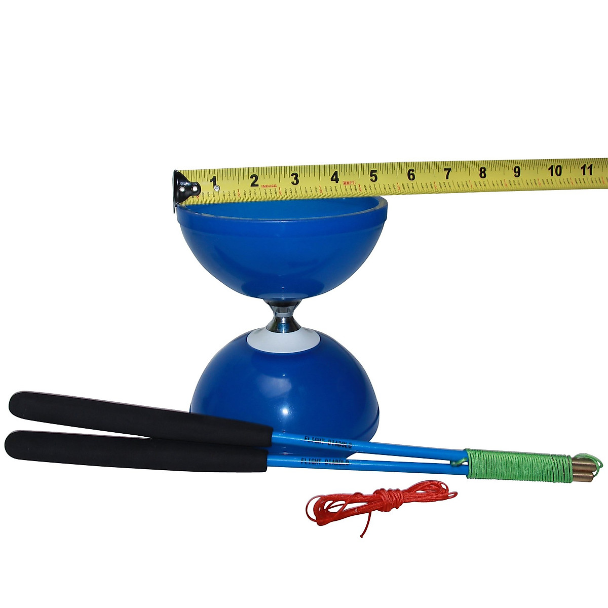 Flight Pro Triple Bearing Medium 5” Blue Chinese Yoyo Diabolo Toy with Carbon Sticks