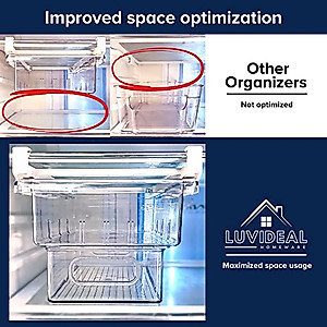 LuvIdeal Fridge Organizer Drawer Combo Set - Refrigerator Drawers, Stackable Fridge Organizer, Pull Out Fridge Drawer, Fridge Shelf Holder Storage Bins, Deli Drawer Cheese, Meat, Butter, Egg, Yogurt