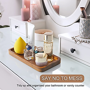 ALELION 6" Small Bathroom Vanity Tray for Counter - Acacia Wood Dish Soap Dispenser Tray for Kitchen - Rustic Decorative Tray for Dresser Tops Perfume Jewelry - Farmhouse Kitchen Decor Accessories