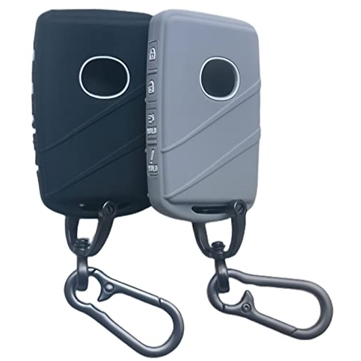 RUNZUIE 2Pcs 4 Buttons Silicone Smart Key Fob Compatible with 2019-2021 2022 2023 Mazda CX-50 CX-5 3 6 CX-30 CX-9 Key Fob Cover (Black/Gray)