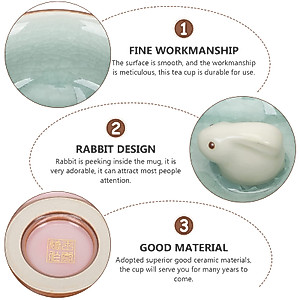 Didiseaon Rabbit Inside Cup 3d Coffee Mug Cute Animal Figurine Ceramics Cup Easter Bunny Coffee Tea Cup Japanese Teacups for Women Friends Bunny Inside Cup