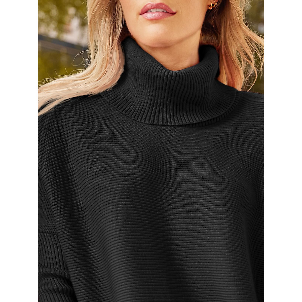 LILLUSORY Oversized Turtleneck Pullover Sweaters Womens 2025 Long Tunic Sweater Winter Trendy Casual Poncho Cowl Neck Cute Tops Dress Fall Fashion Clothes Outfits Clothing Black