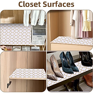 Shelf Drawer Liners for Kitchen Cabinets Non Adhesive Drawer Liner Thickened Refrigerator Liner Gold Quatrefoil Strong Non-Slip Paper for Tool Box with Knife and Tape Measure,11.8 x 118 Inches