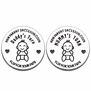 Funny New Baby Decision Coin for Parent, Pregnancy Gifts for First Time Mom Dad, Baby Shower Mothers Fathers Day Gift for Mum Dad to Be, Christmas Birthday Thanksgiving Present Double-Sided Coin
