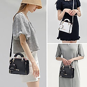 XIAOYU Fashion Purses and Handbags for Women Ladies Leather Top Handle Satchel Shoulder Bags Small Totes (Black)